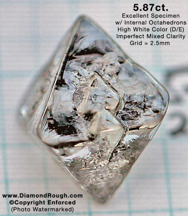 Russian Diamond - Octahedral Crystal (w/ Internal Crystals) - 5.87 ct ...