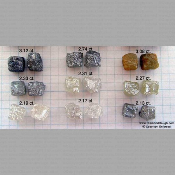 Paired Cube Crystals - 2.13 - 3.12 ct. (R3c-01) | ROUGH DIAMONDS ...