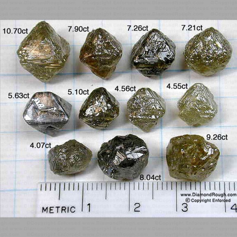Octahedral Diamond Crystals – 4.07 – 10.70 ct. (R5-04)